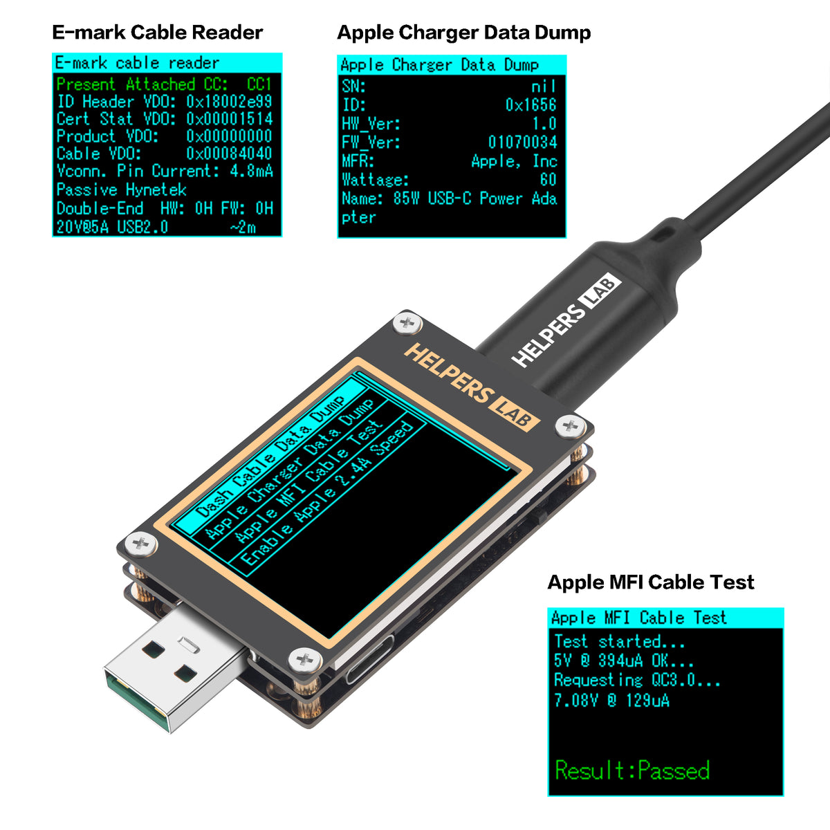 Helpers Lab USB Power Meter USB 3.1 Tester Digital Multimeter Current
